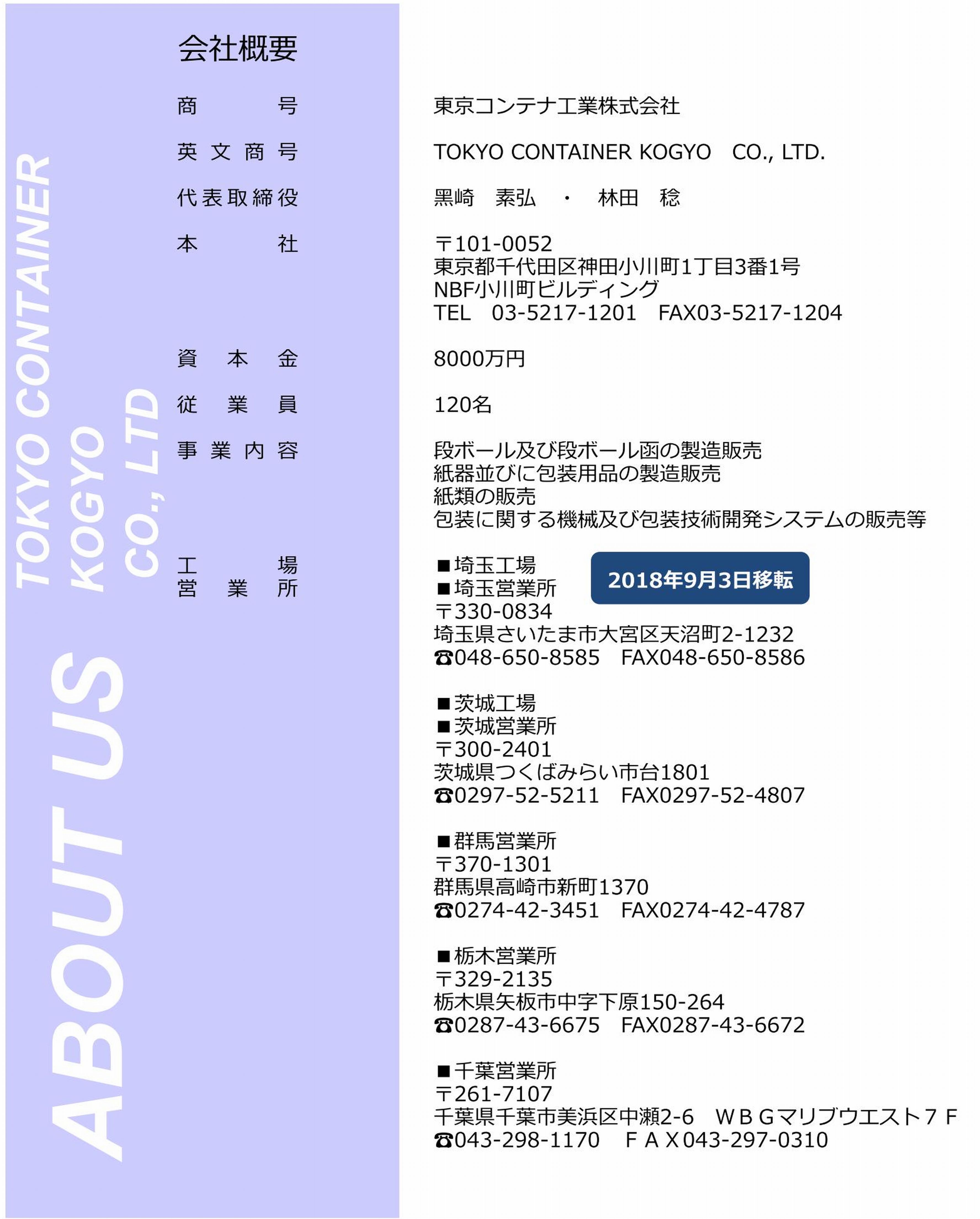 会社概要 | 東京コンテナ工業株式会社